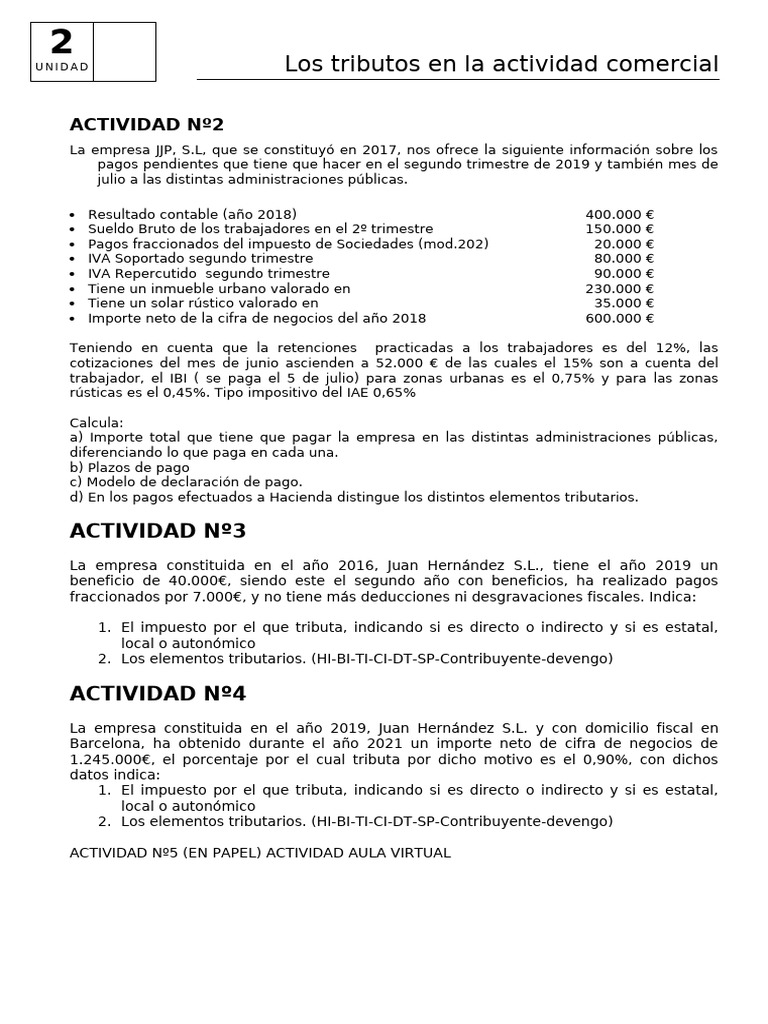 Ejercicios Ut2 Pago Tributos Ii | PDF