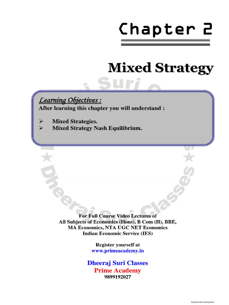 Chapter 2 Mixed Strategy | PDF