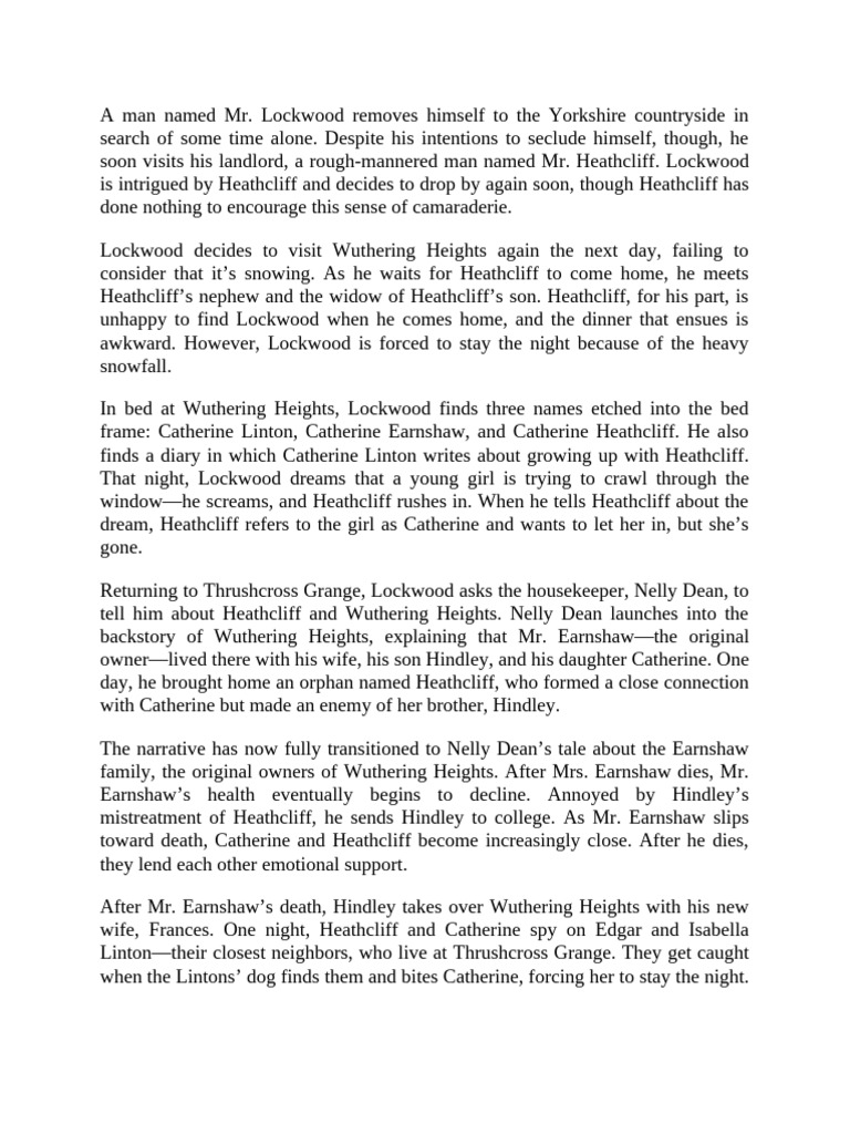 Wuthering Heights Summary | PDF