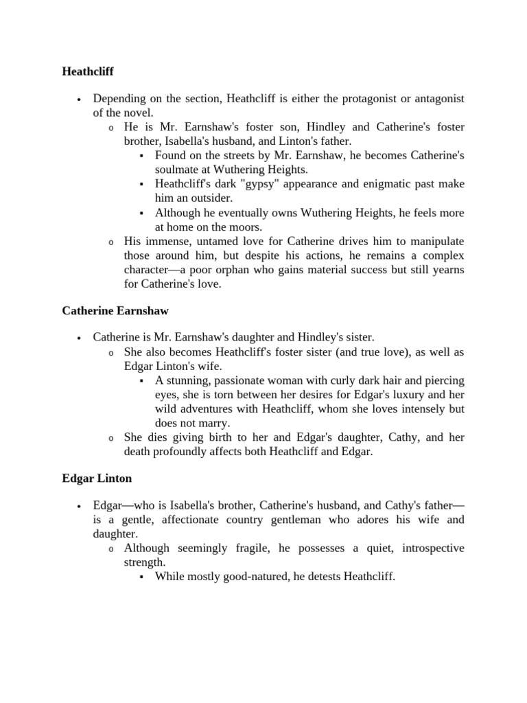 Wuthering Heights Characters | PDF