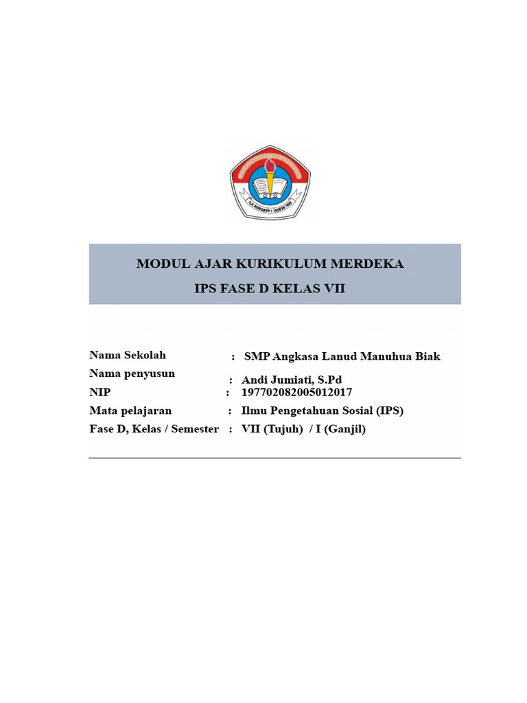 Modul+Ajar+Ilmu+Pengetahuan+Sosial+ (IPS) + +Modul+Ajar+IPS+Kelas+7+Fase+D+ +Fase+D PDF | PDF