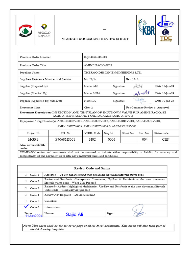 MGP1-P4068MS001-H02-0006 - 004, ITP of Shutdown Valve | PDF