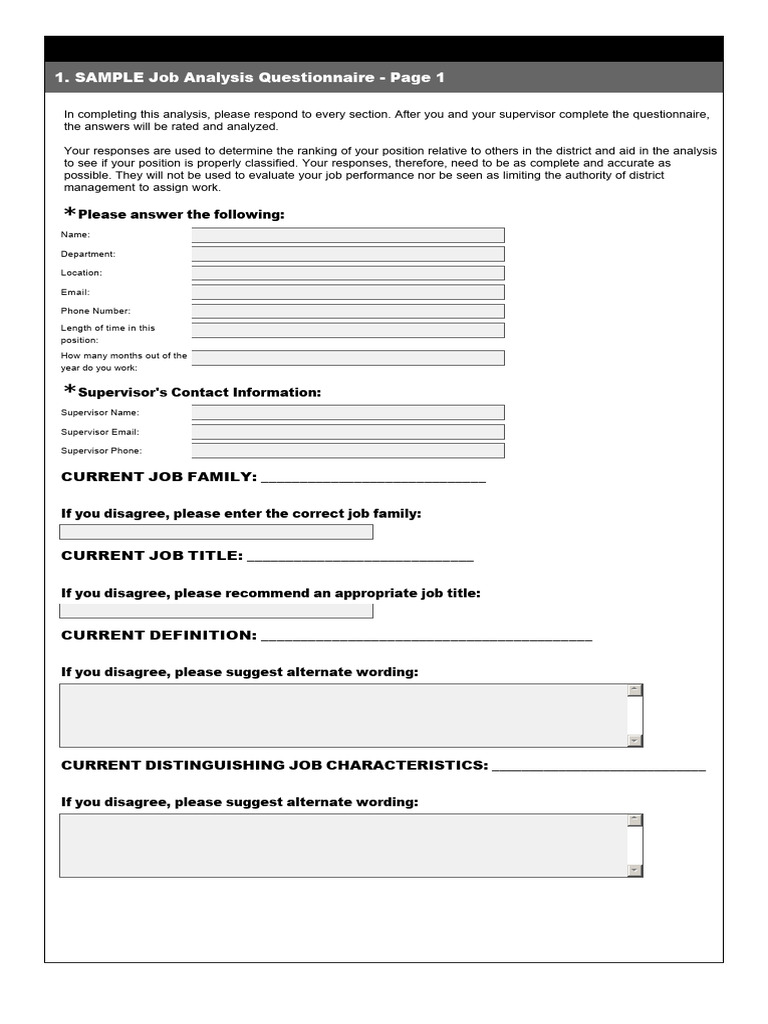 SAMPLE Job Analysis Questionnaire - WRIPAC | PDF SAMPLE Job Analysis Questionnaire - WRIPAC | PDF