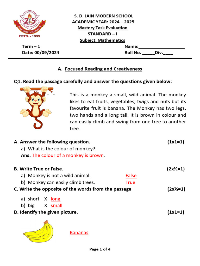 Mastery Task Evaluation | PDF