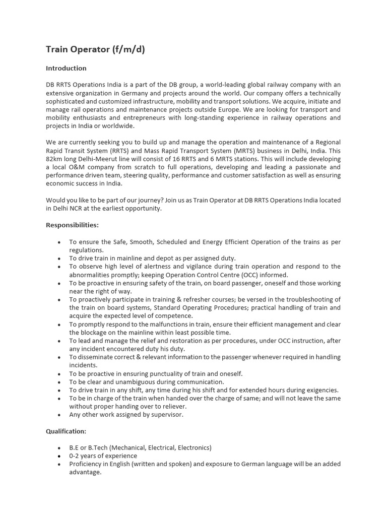 Updated Train Operator | PDF