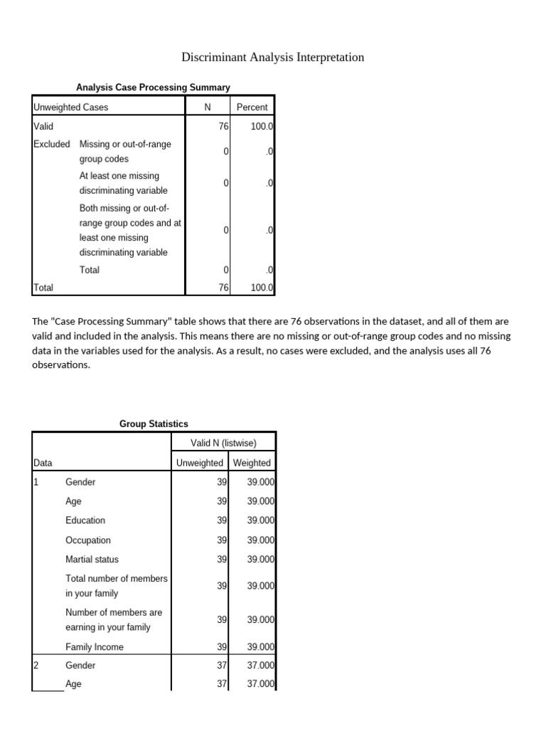Discriminant Analysis Interpretation | PDF