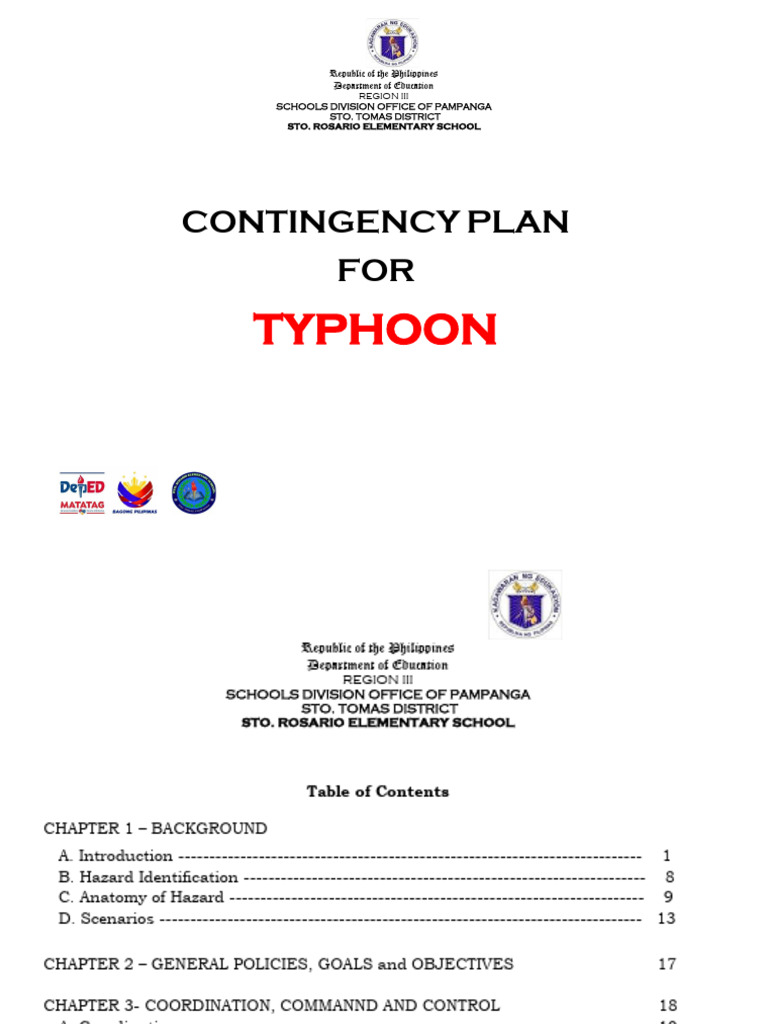 Sample Contingency Plan | PDF | Disaster Risk Reduction | Typhoon