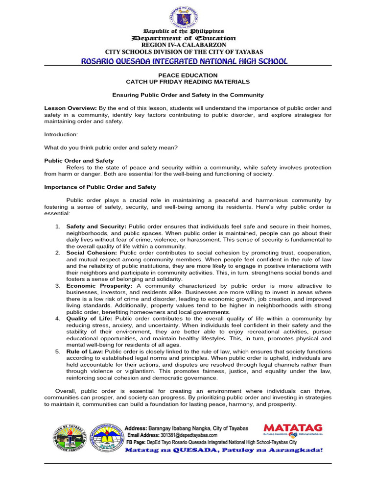 Public Order and Safety Reading Materials | PDF | Civil Disorder ...