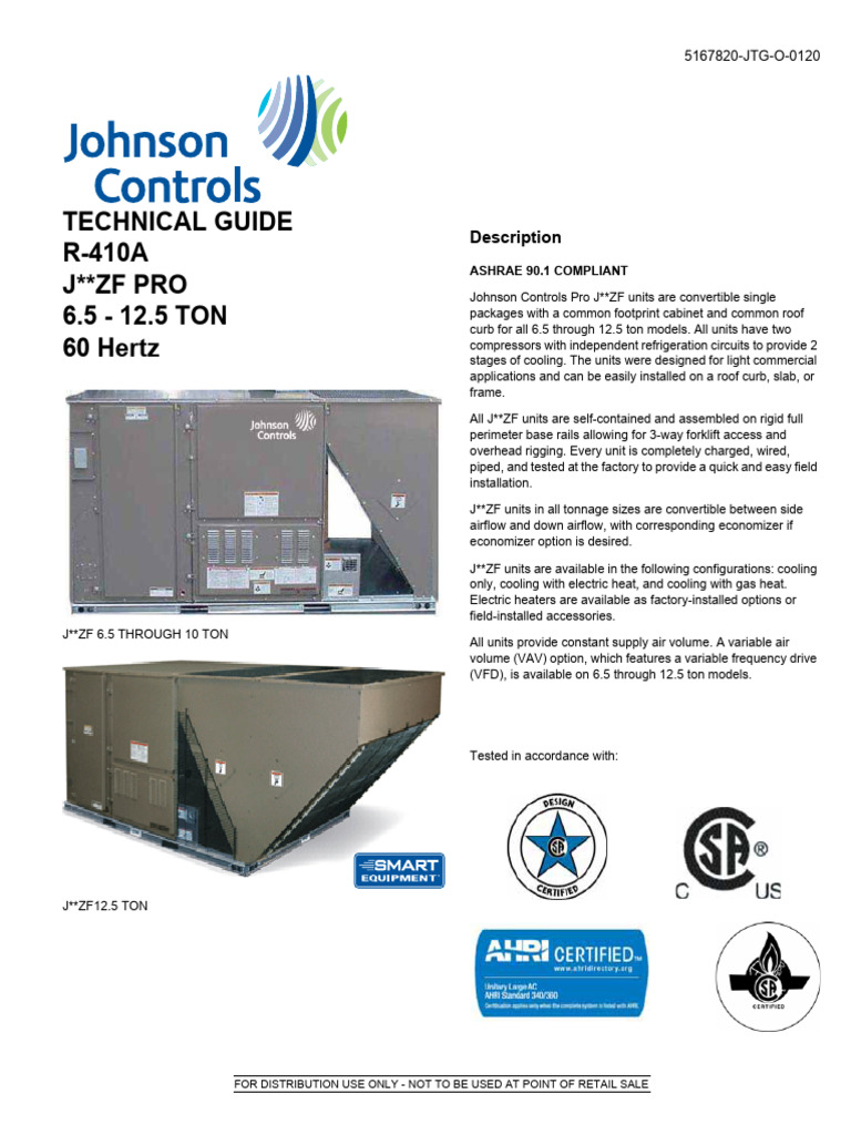 ATT 14 Johnson Controls J06-J12 6.5-12.5 Ton Techincal Guide RTU 17 ...