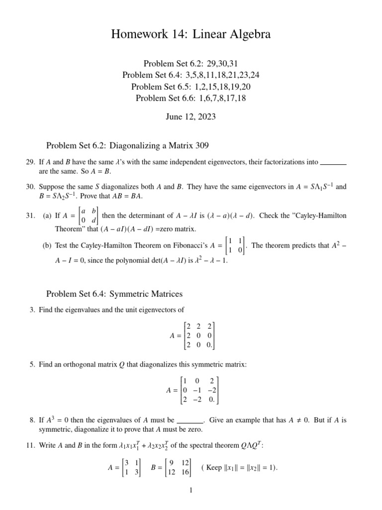 HW14 Linear Algebra | PDF