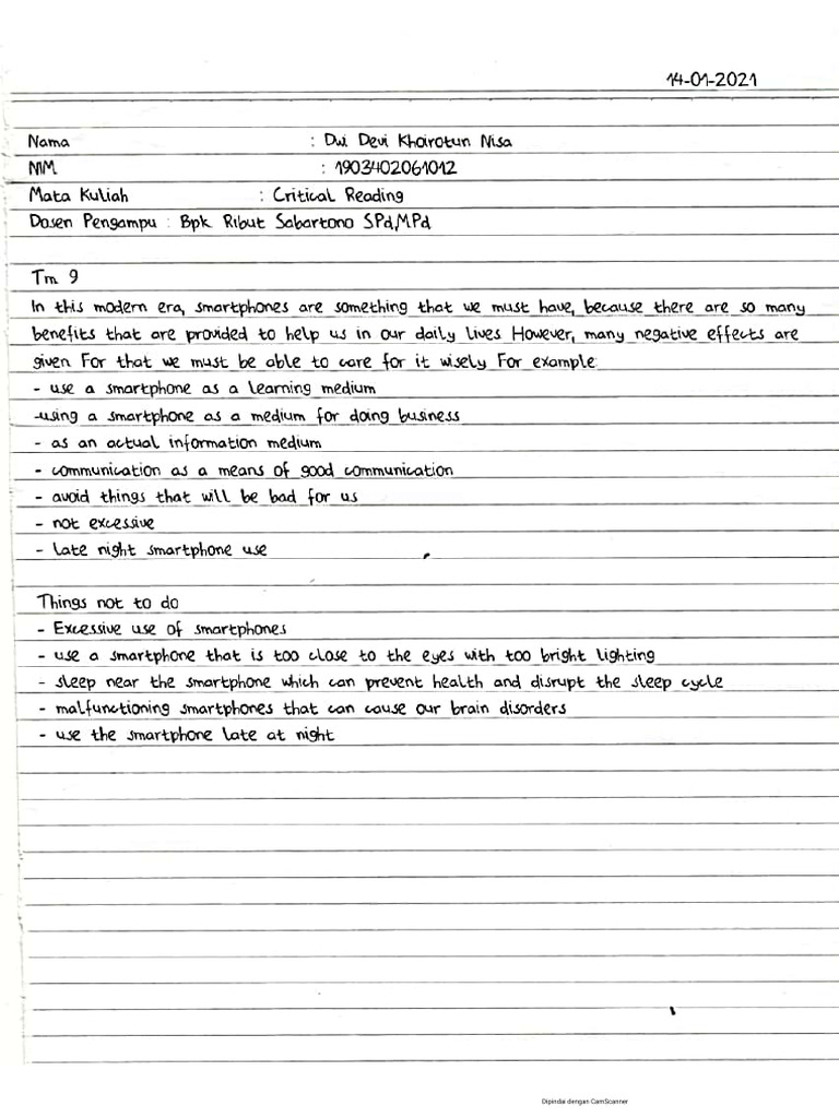 Dwi Devi Khoirotun Nisa. CR TM 8-9 | PDF