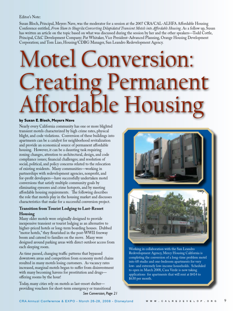 Motel Conversion Permanent Affordable Housing | PDF