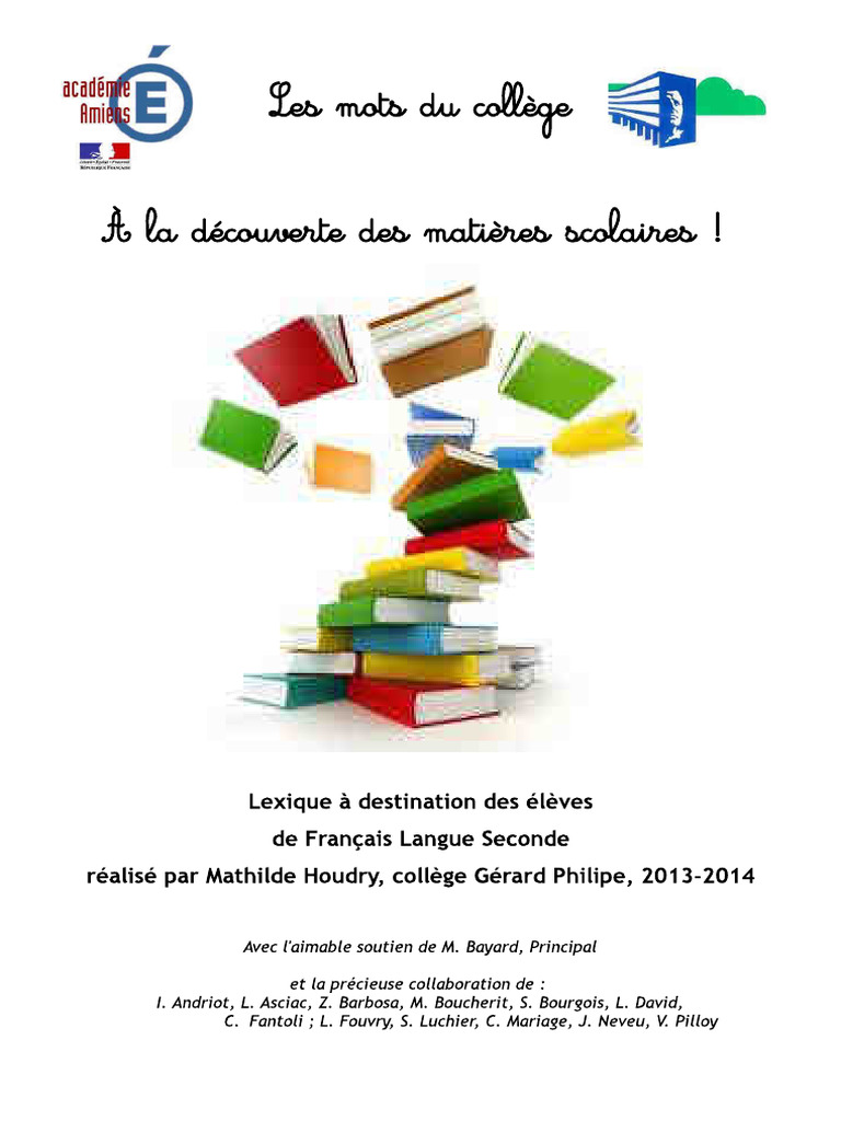 Imagier Les Mots Du Coll Ge | PDF