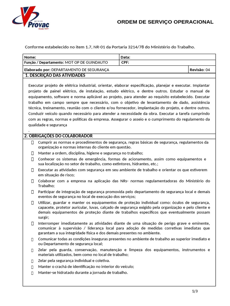 OS - MT OP de Guindauto | PDF