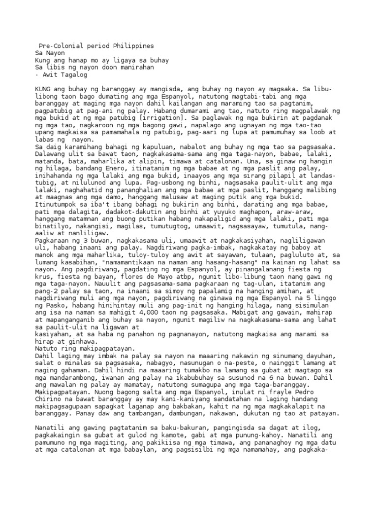 Pre Colonial Period in The Philippines (In Tagalog) | PDF