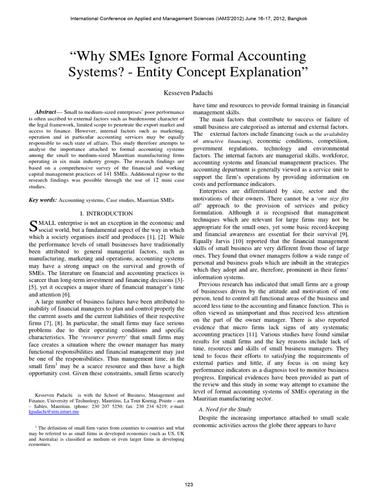 Why SMEs Ignore Formal Accounting System | PDF | Small And Medium Sized ...