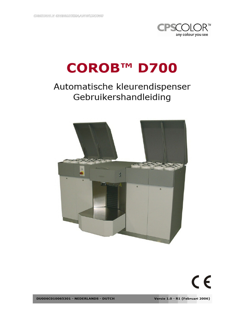 Adoc - Pub Corob d700 Automatische Kleurendispenser Gebruiker | PDF