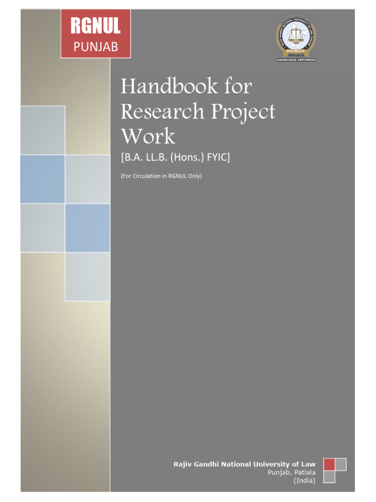 Handbook For Research Project Work PDF | PDF