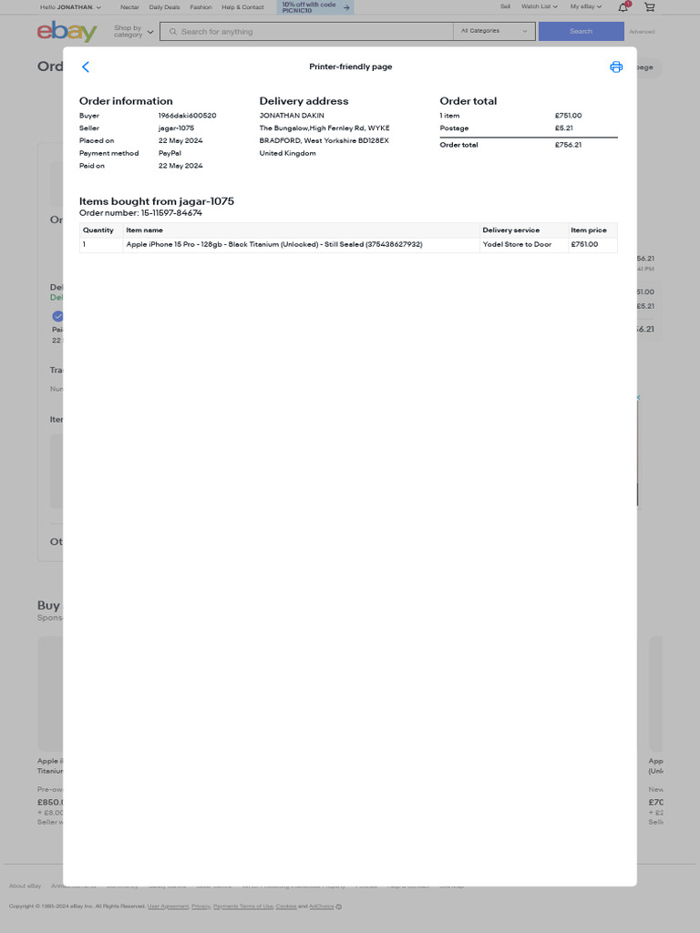 Order Details EBay 2 | PDF