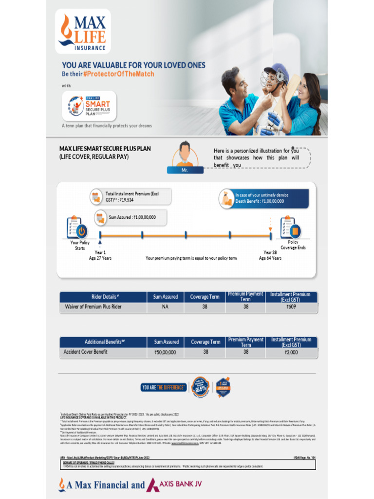 Max Life Smart Secure Plus Plan: (Life Cover, Regular Pay) | PDF