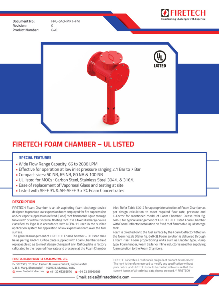 FT - Foam Chamber and Deflector | PDF