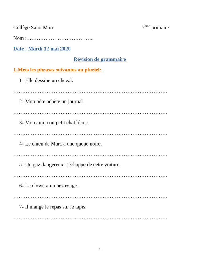 2ème - Révision - Générale - de - Grammaire | PDF