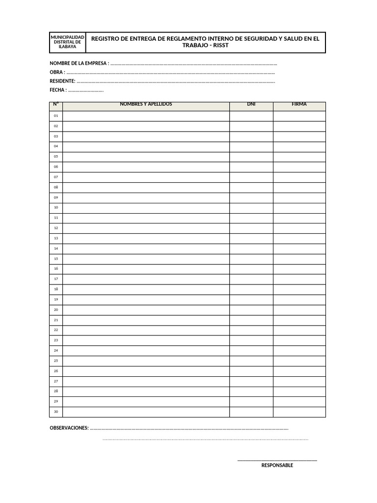 Registro de Entrega de Risst | PDF