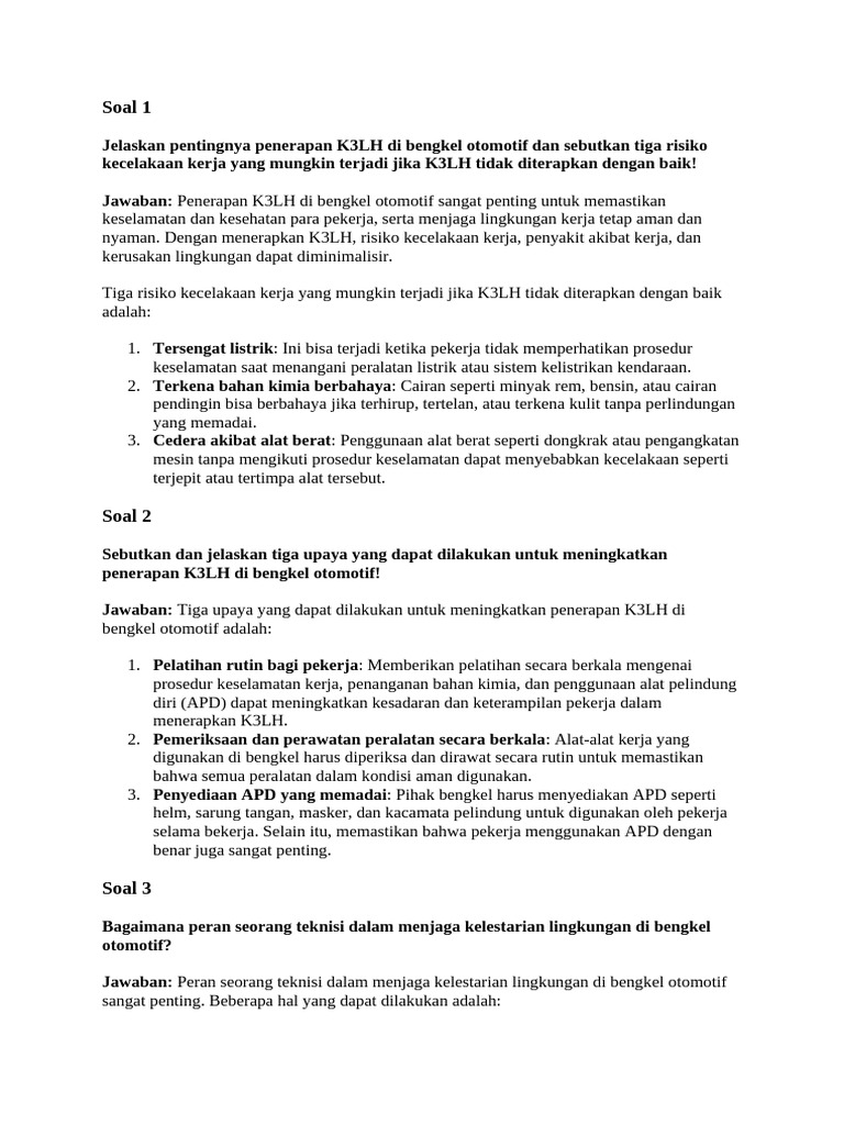 Soal Esay K3LH | PDF