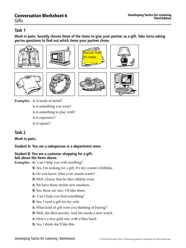 TFL Worksheet Developing Conversation Unit6 | PDF