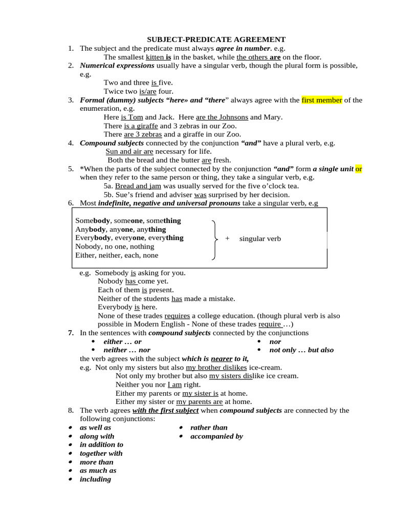 3 Subject-Predicate Agreement | PDF