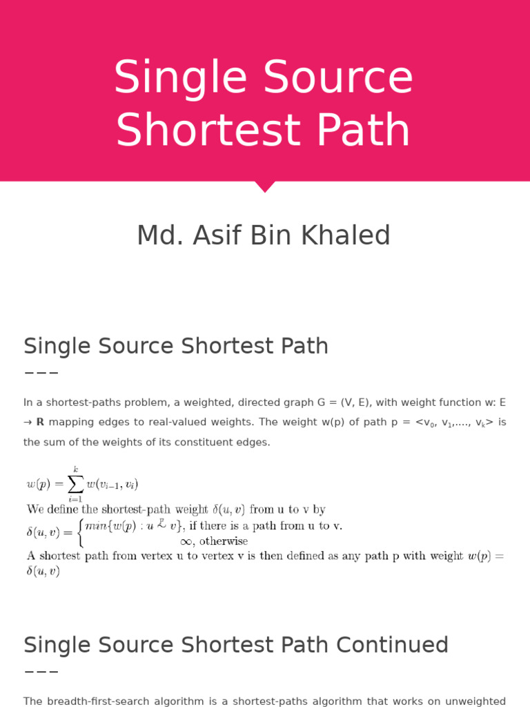 Lecture 11 Single Source Shortest Path | PDF