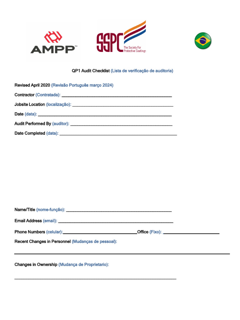 QP-Audit Check List-Form_English-Portuguese-10.03.24 (1) | PDF