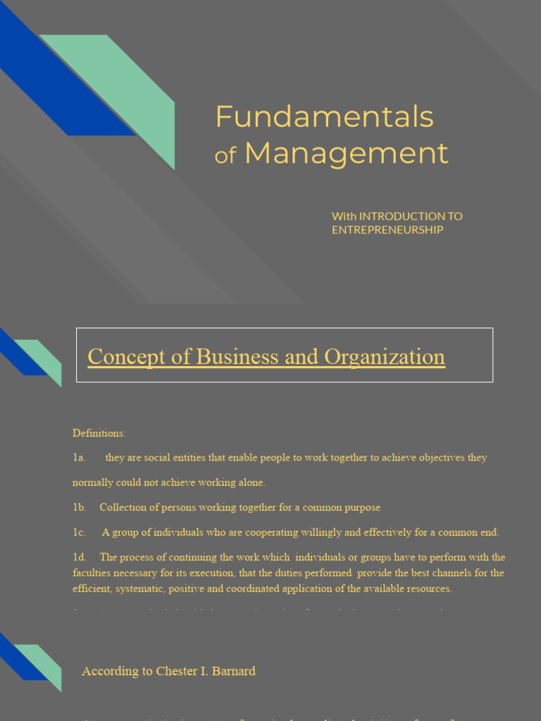 Fundamentals of Management Part 1 | PDF