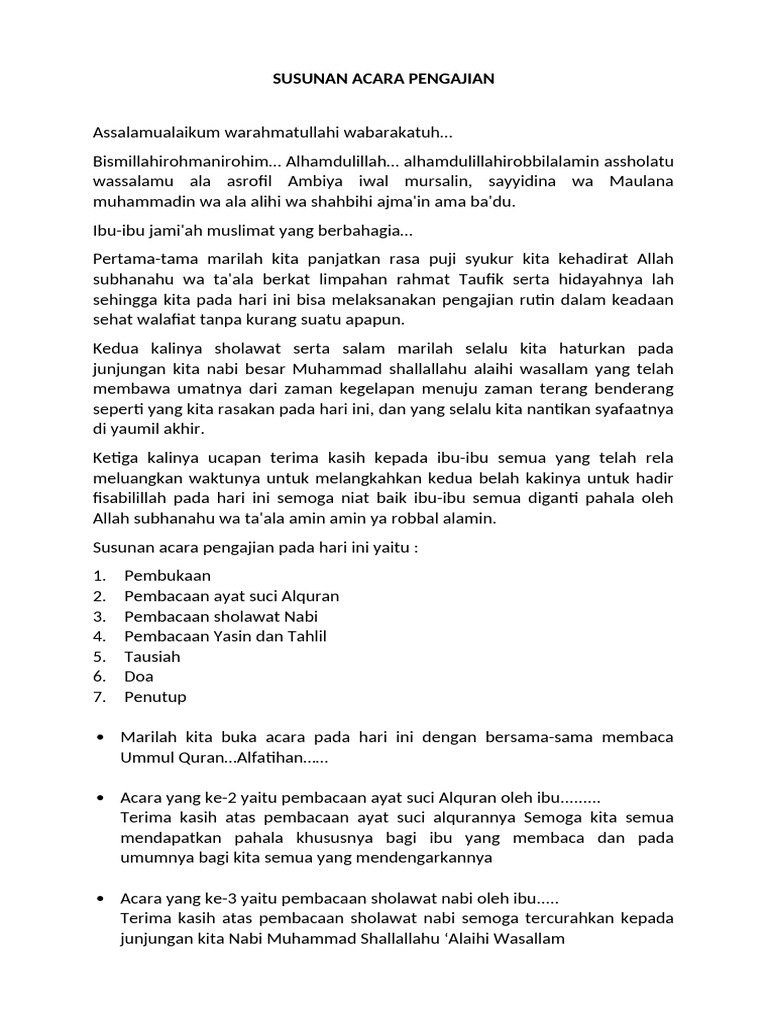 Susunan Acara Pengajian | PDF