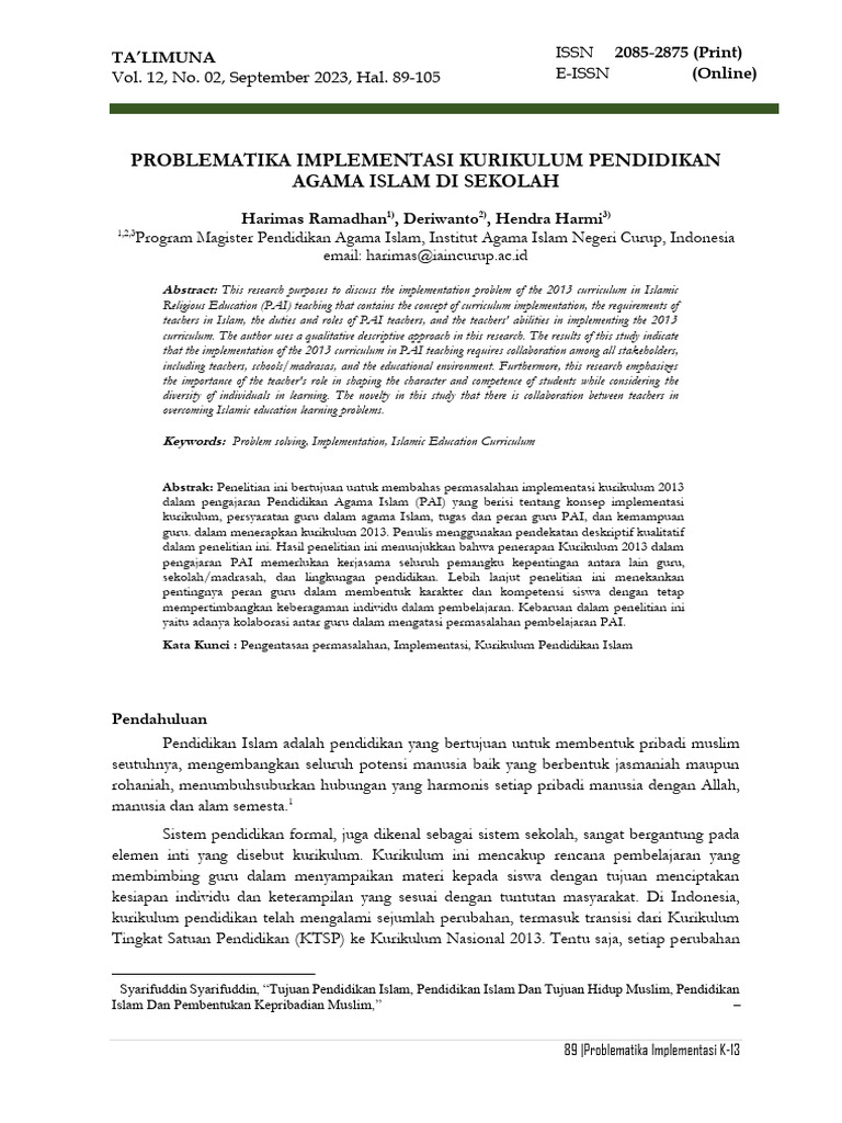 Problematika Implementasi Kurikulum Pendidikan Aga | PDF