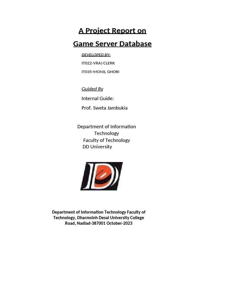 Game Server Database Report | PDF