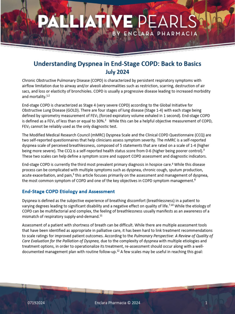 July 2024 Understanding Dyspnea in End Stage COPD | PDF