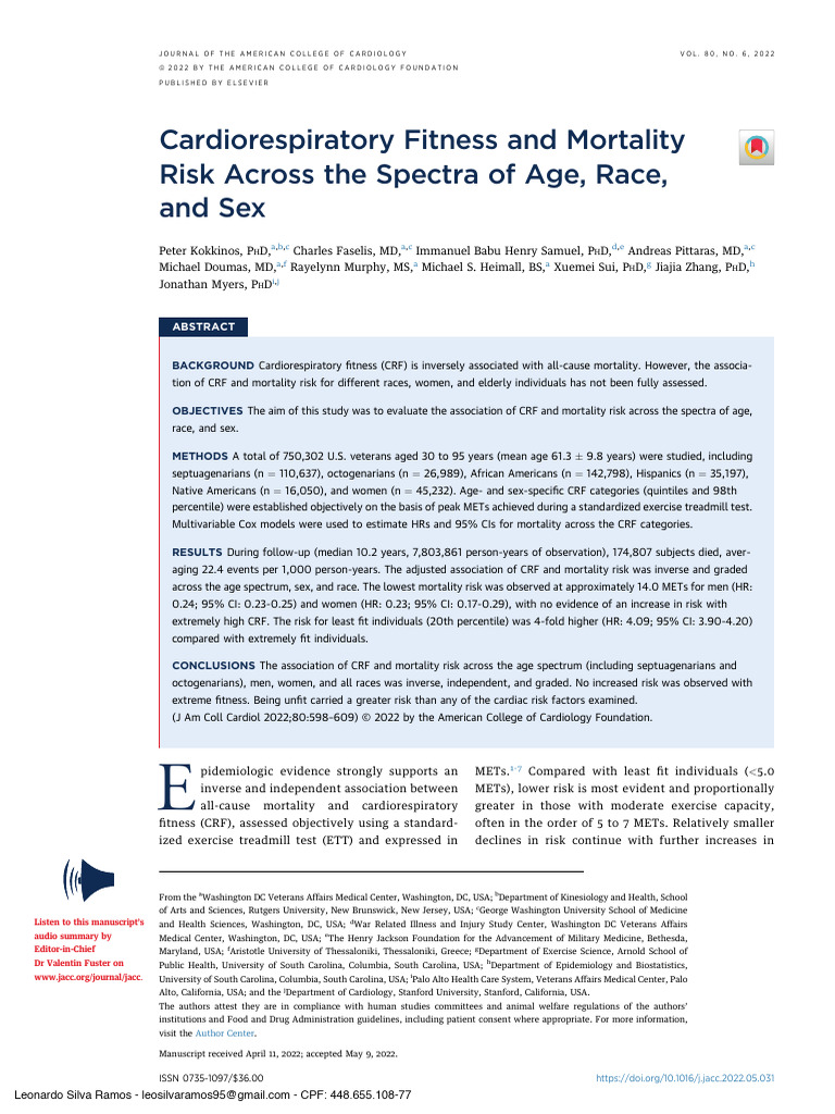 Cardiorespiratory Fitness And Mortality Risk Across The Spectra Of Age