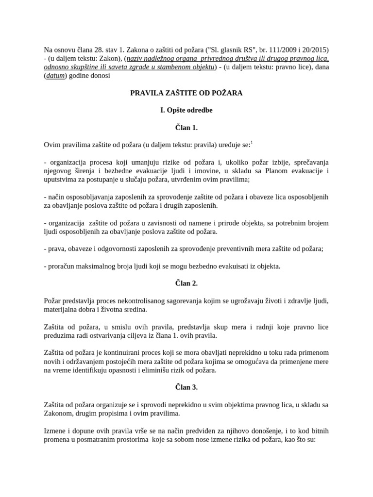 Pravila Zaštite Od Požara | PDF