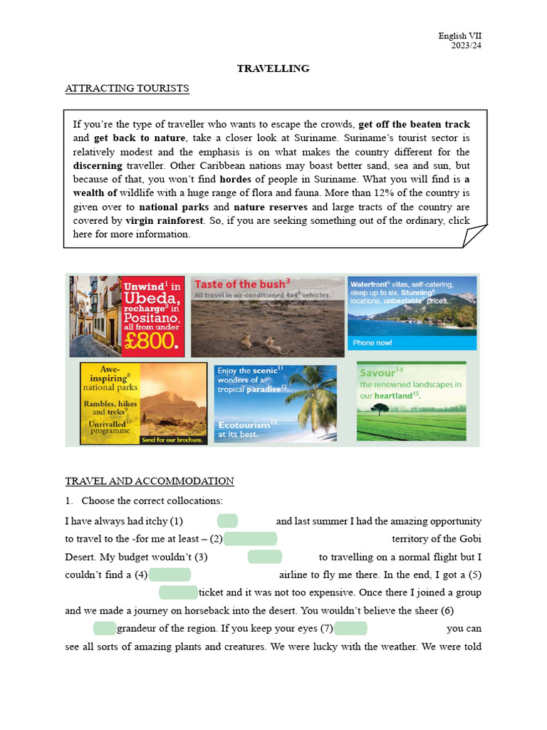 Travelling Vocabulary | PDF | Resort