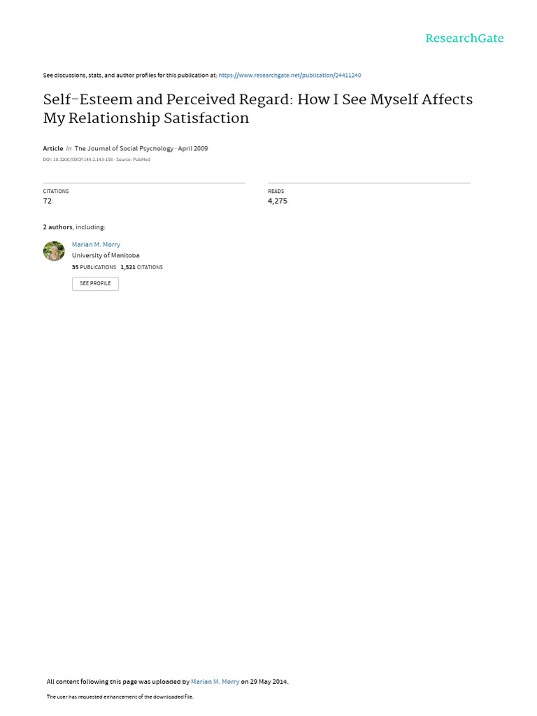 Self-Esteem and Perceived Regard-How I See Myself Affect My ...