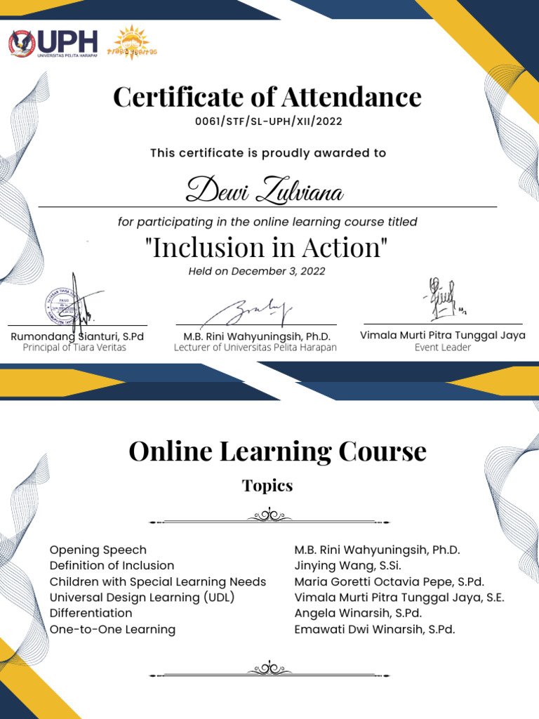 "Inclusion in Action" Certificate | PDF