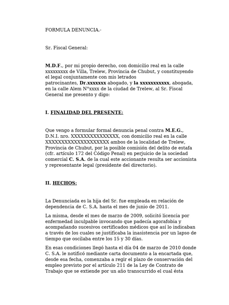 Formula Denuncia | PDF