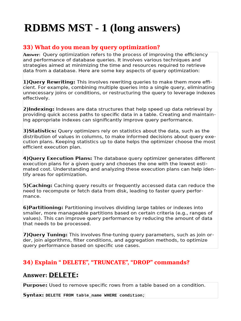 Rdbms MST 1 Long | PDF
