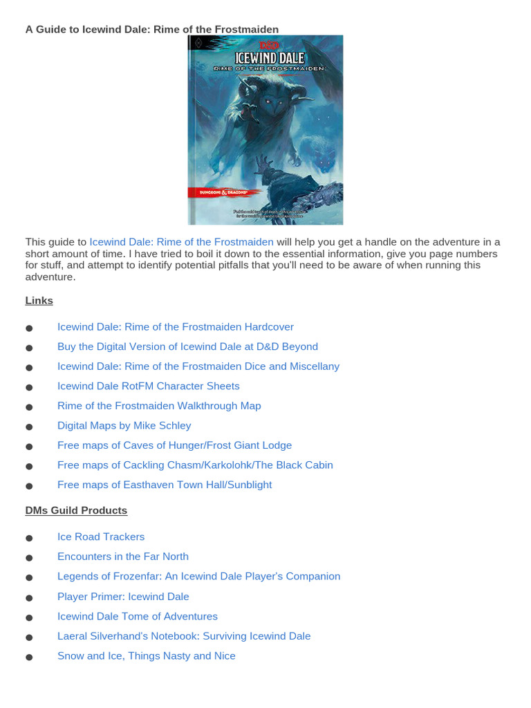 A Guide To Icewind Dale | PDF