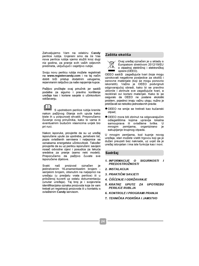 Perilica upute | PDF