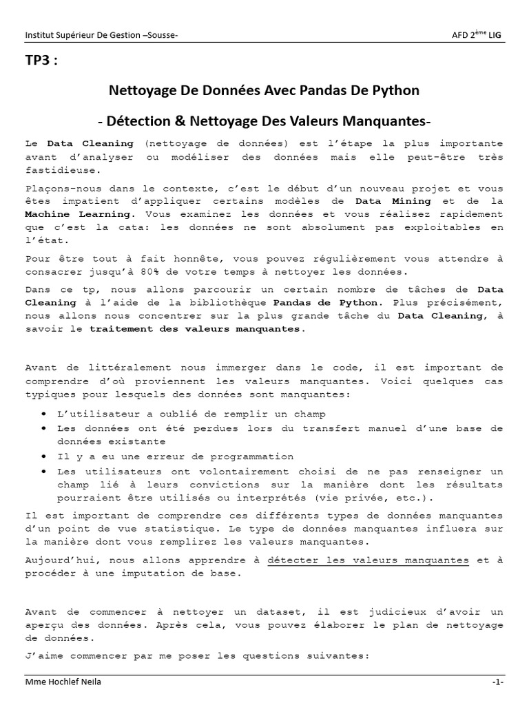 Data Cleaning: Nettoyage de Données Avec Python | PDF | Python (Langage de programmation ...