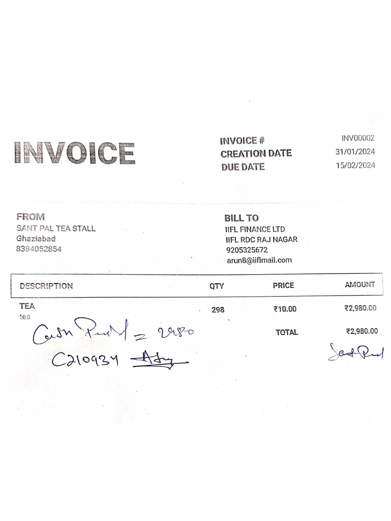 Tea Bill 31 Jan | PDF