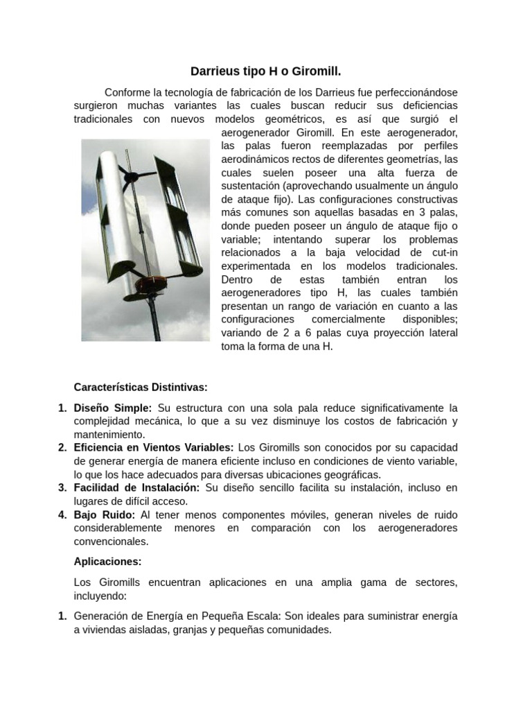 Darrieus Tipo H o Giromill | PDF