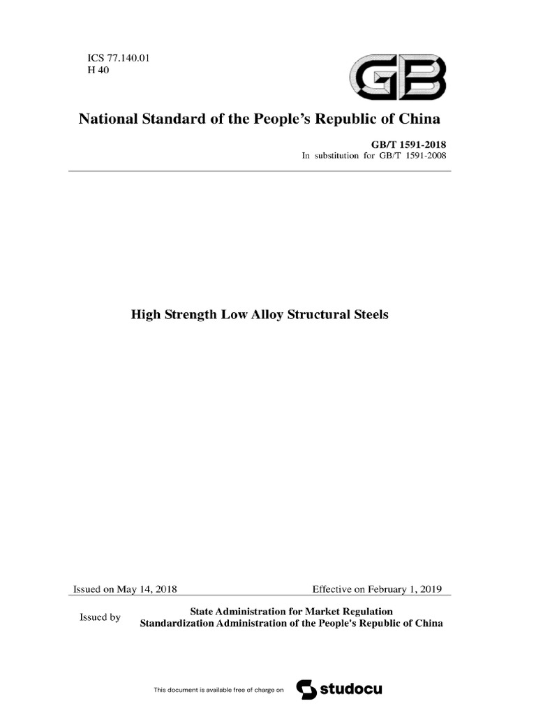 GB T 1591 2018 High Strength Low Alloy Structural Steels Compress | PDF